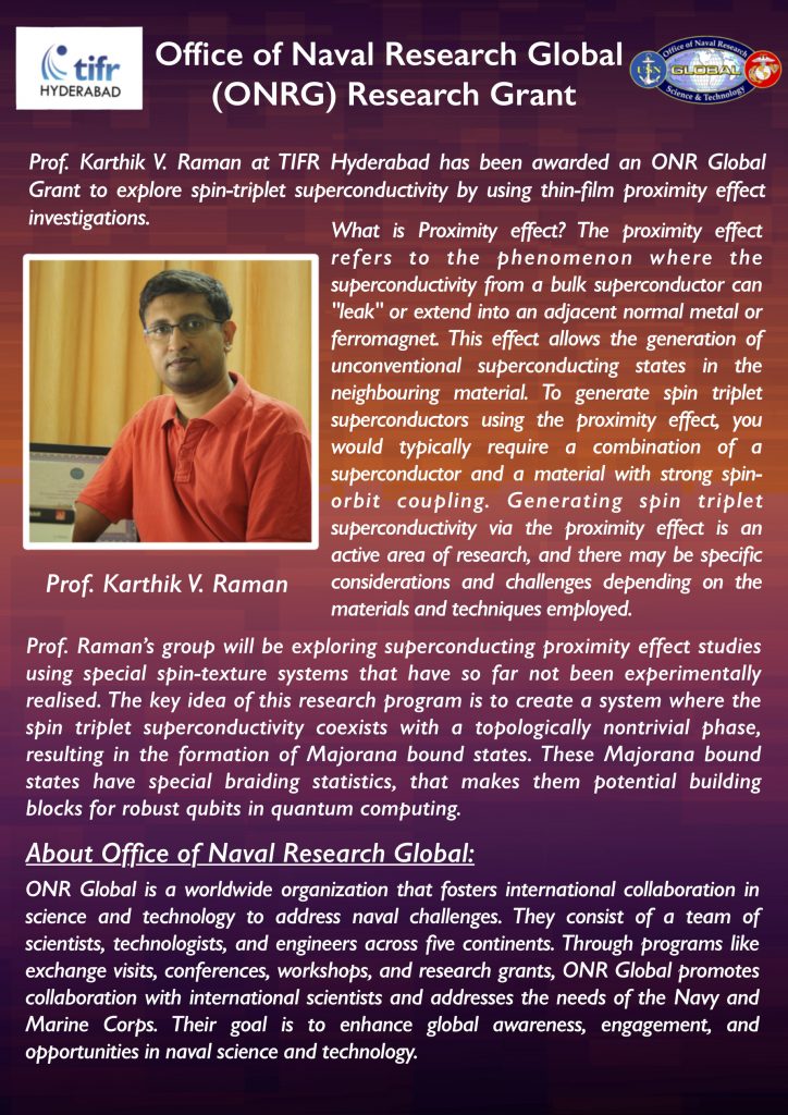 Karthik V. Raman receives the ONR Global Research Grant
